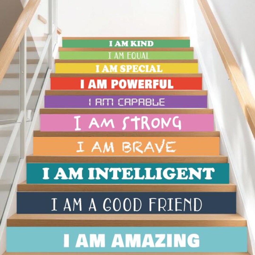 Optimism & Confidence 10 Stair Decals | Motivational Words for Growth ...