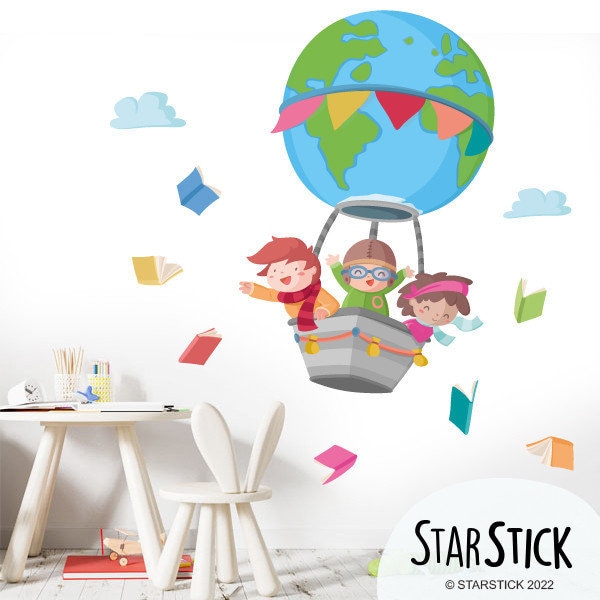 Children's Wall Stickers Flying With Books School Decoration - Etsy