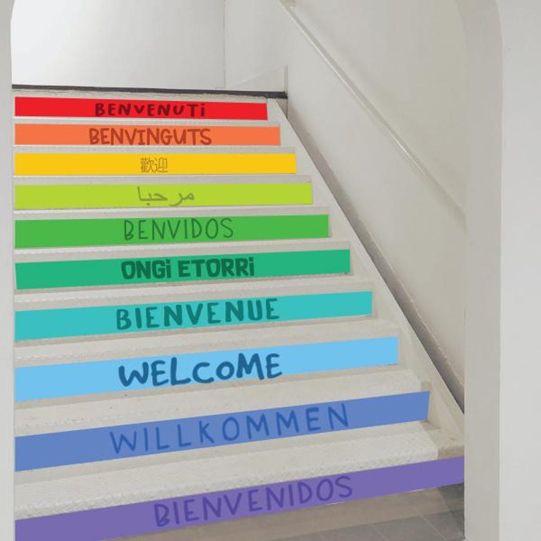 10 Stair Decals Welcome - Multilingual Stair Decorations for Homes ...