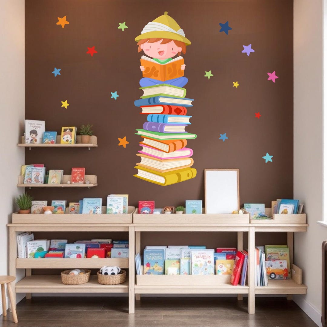 Child Reading Wall Decals for Schools & Libraries - Inspirational Book ...