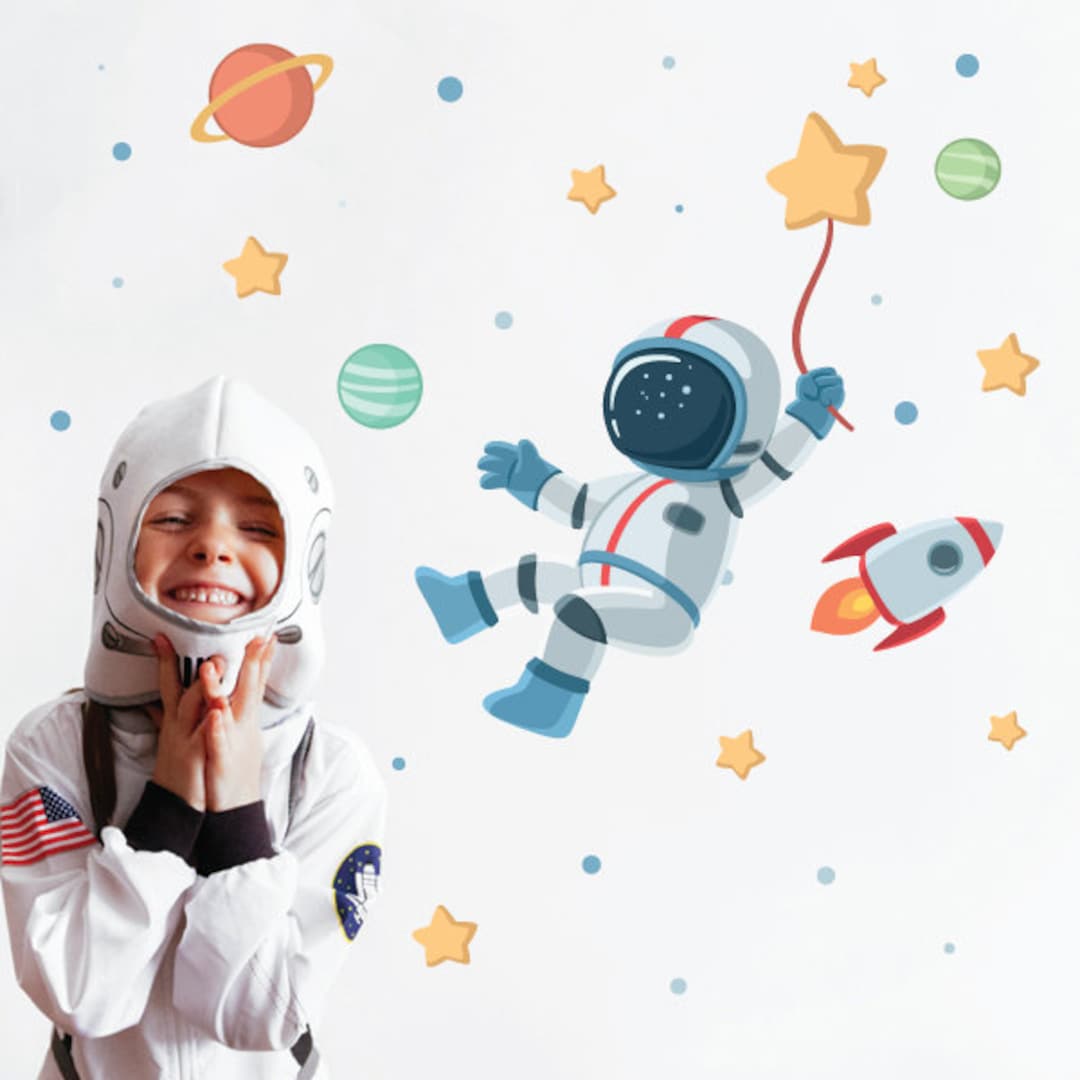 Astronaut Wall Decal Space Mission | Toddler Wall Decal | Wall Sticker ...