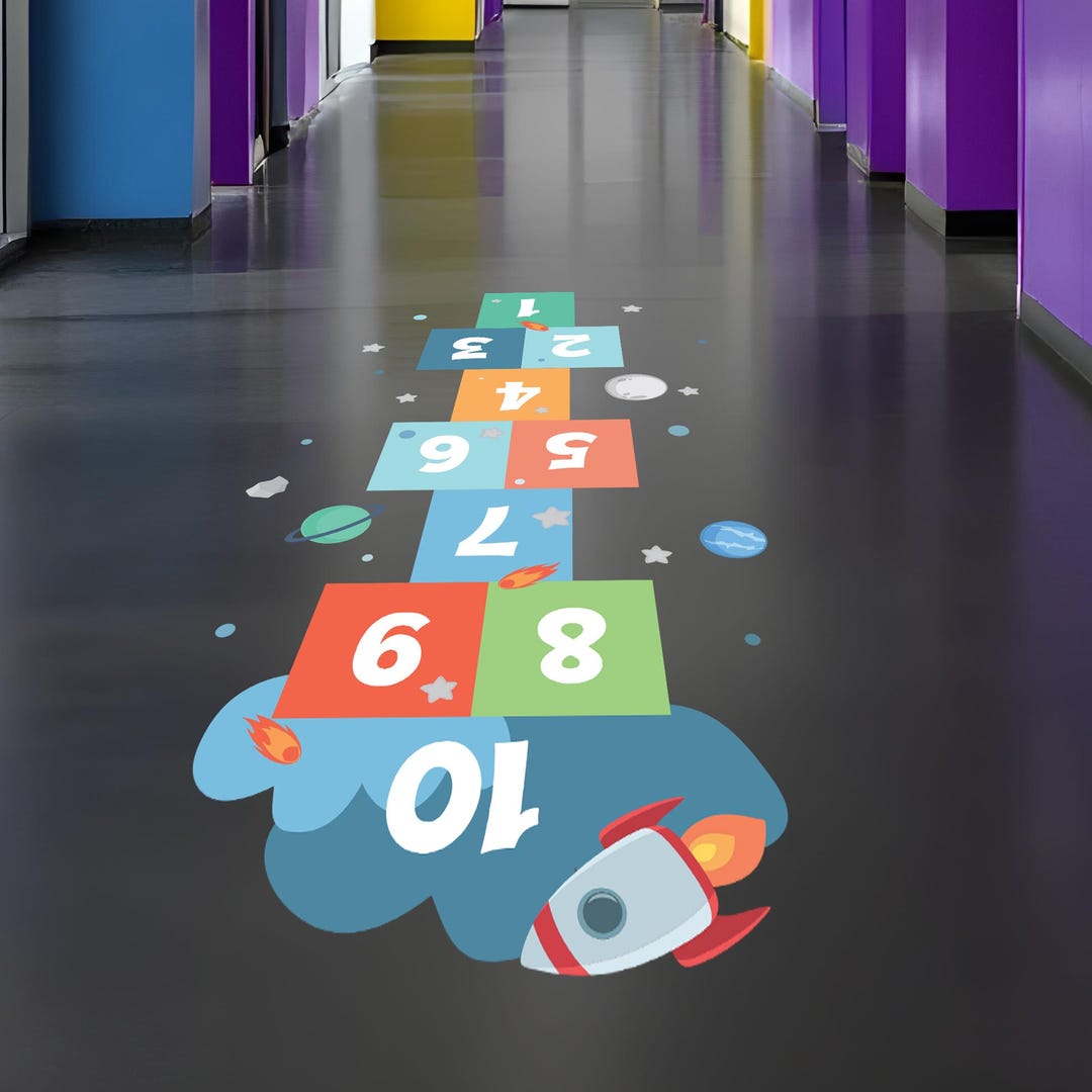Rocket Hopscotch Floor Game – Educational Jumping Path for Kids Sensory ...