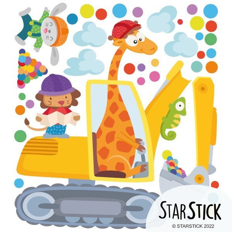 Excavator With Animals - Children’s Vinyl - Etsy