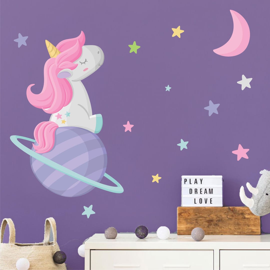 Dreamy Unicorn Wall Decal | Cute Unicorn Sticker for Girls & Nursery ...