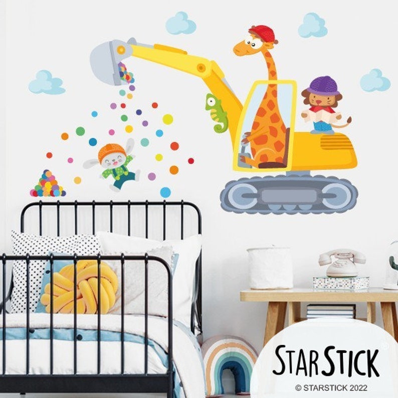 Excavator With Animals - Children’s Vinyl - Etsy
