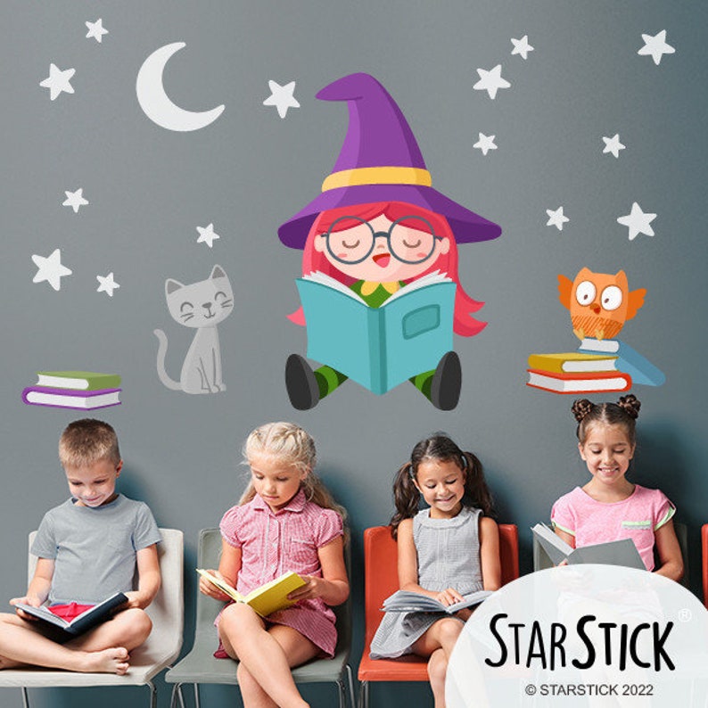 Wall Decals for Children - Reading Witches - Wall Decals for Schools ...