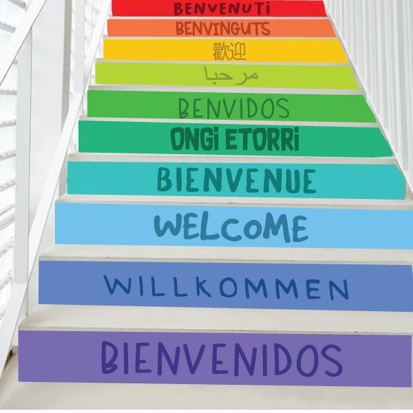 10 Stair Decals Welcome - Multilingual Stair Decorations for Homes ...