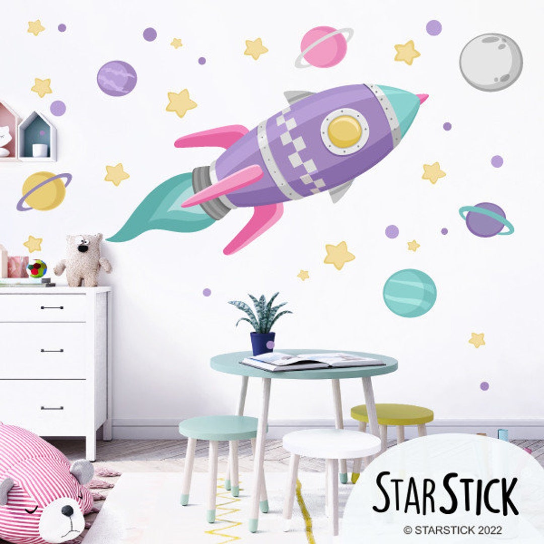 Stickers for Children - Rocket in Space - Lilac - Etsy