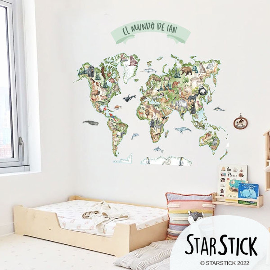 Realistic World Map Montessori Wall Decals Maps for Children - Etsy