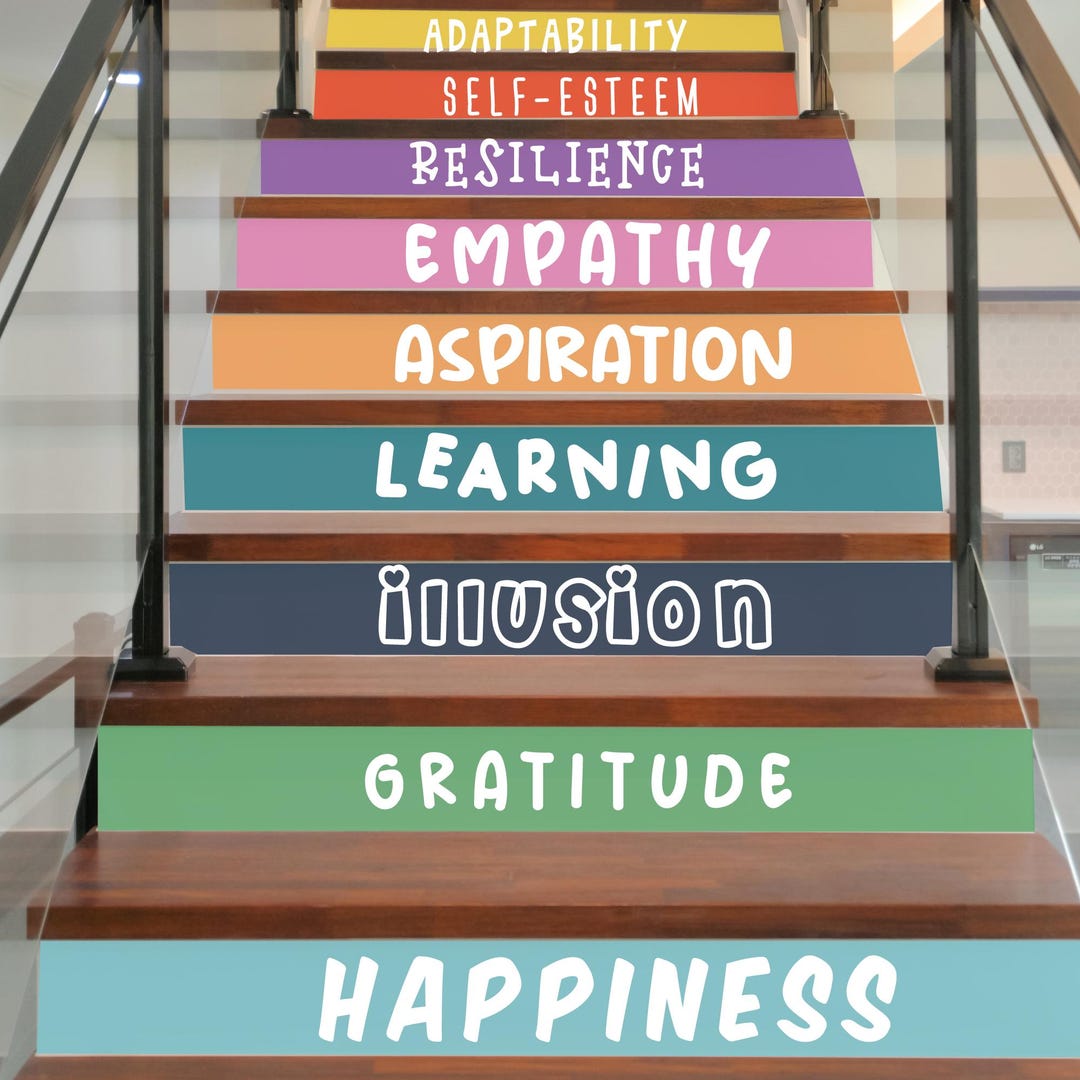 Stair Decals - Personal Development Stickers for Stairs | Happiness ...