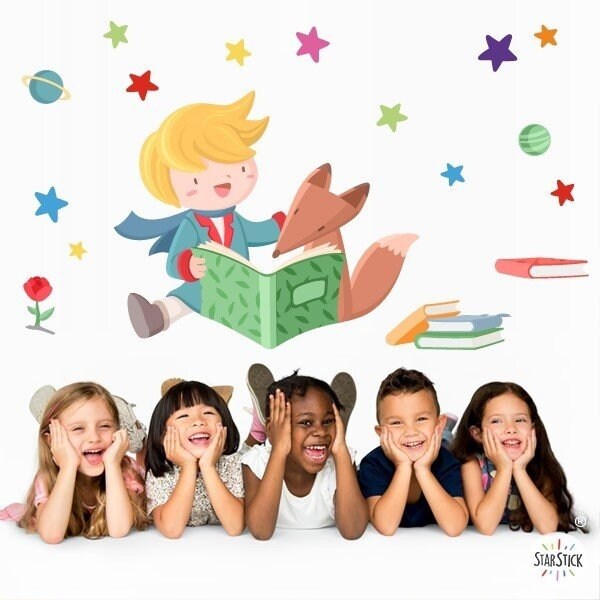 Children's Wall Stickers: Little Prince and Fox Reading School and ...