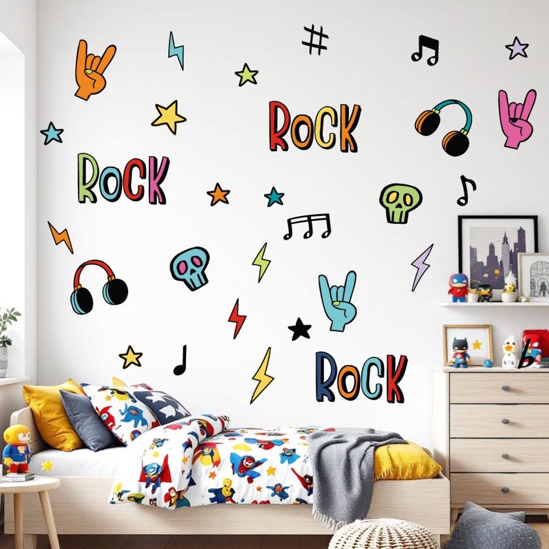 Punk Rock Music Wall Decal – Teen Room Decor Sticker – Cool Music ...