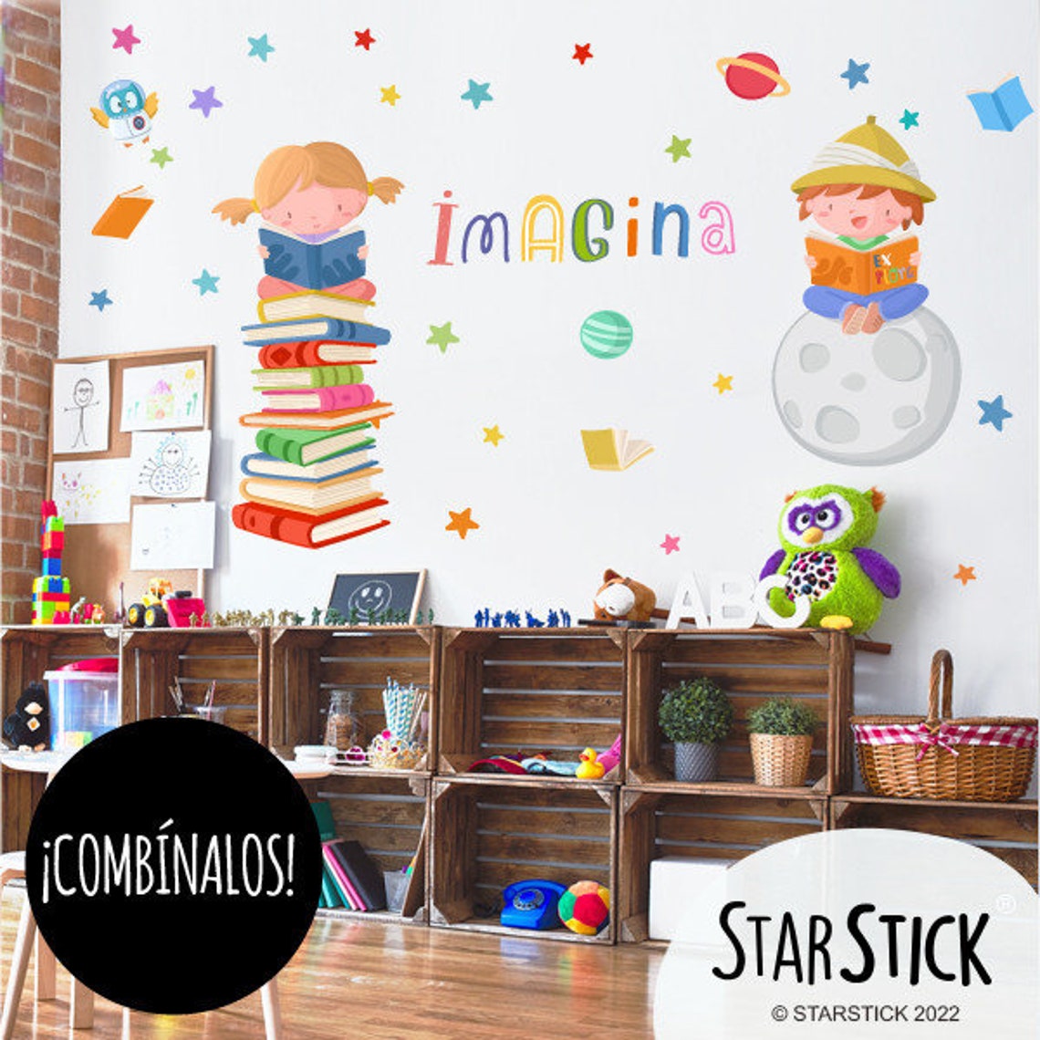 Wall Decals for Schools and Libraries - Blonde Girl Reading About Books ...