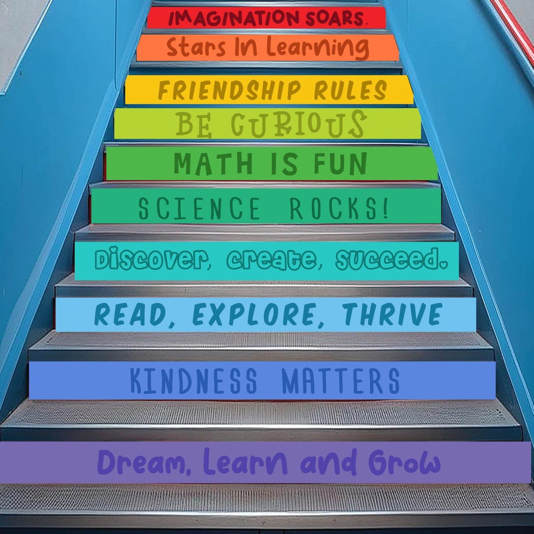 Positive Values Stair Decals – 10 Inspiring Educational Quotes for ...