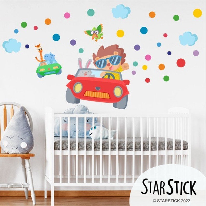 Stickers for Children Car With Animals Wall Decals for Children - Etsy