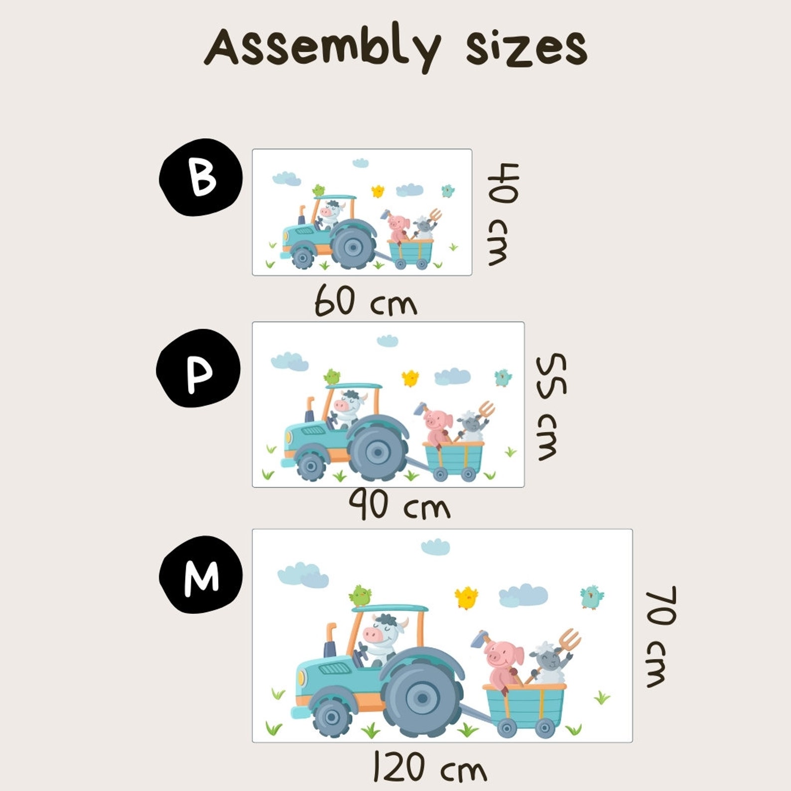 Tractor With Animals on the Farm Wall Decal Toddler Wall Decal Wall ...