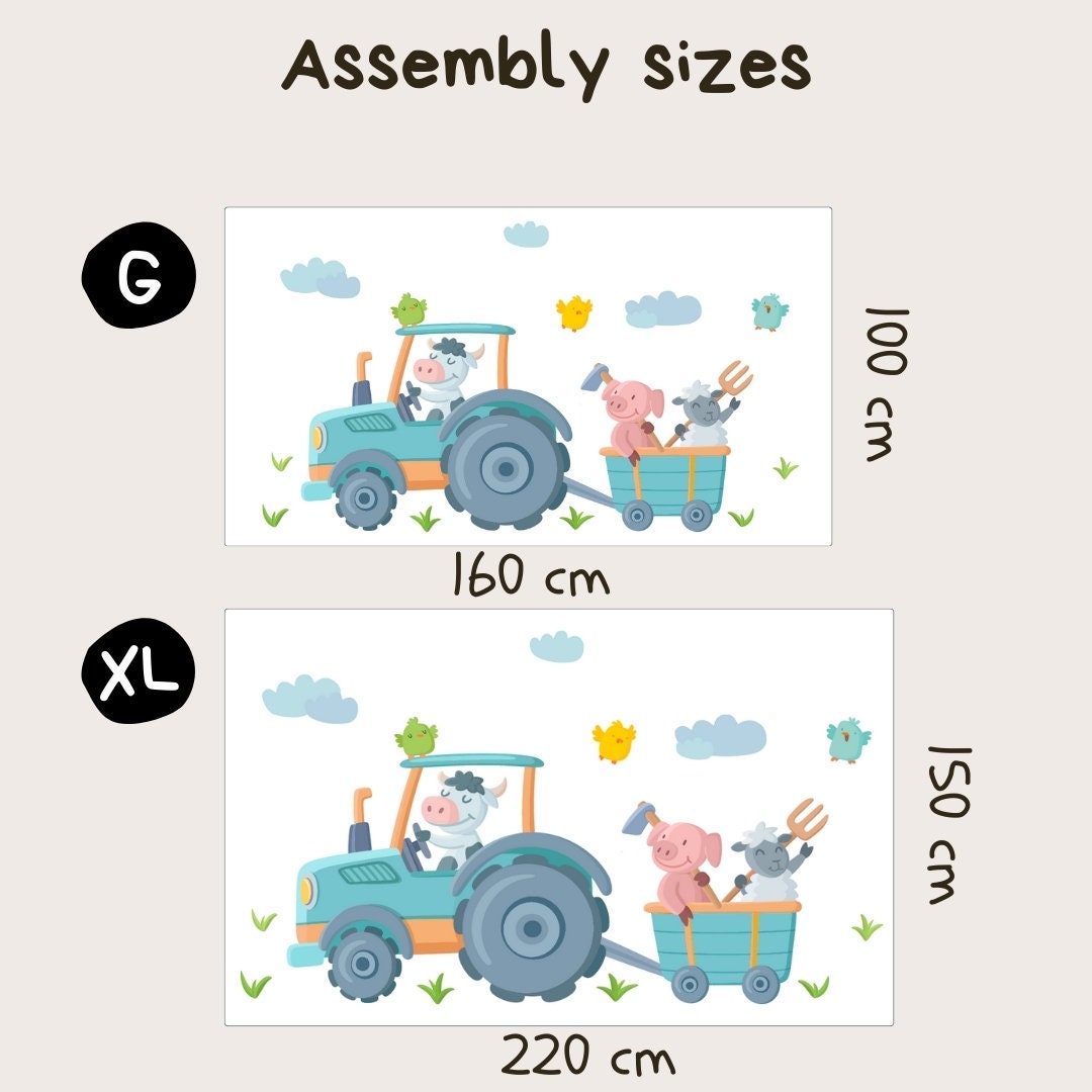 Tractor With Animals on the Farm Wall Decal Toddler Wall Decal Wall ...
