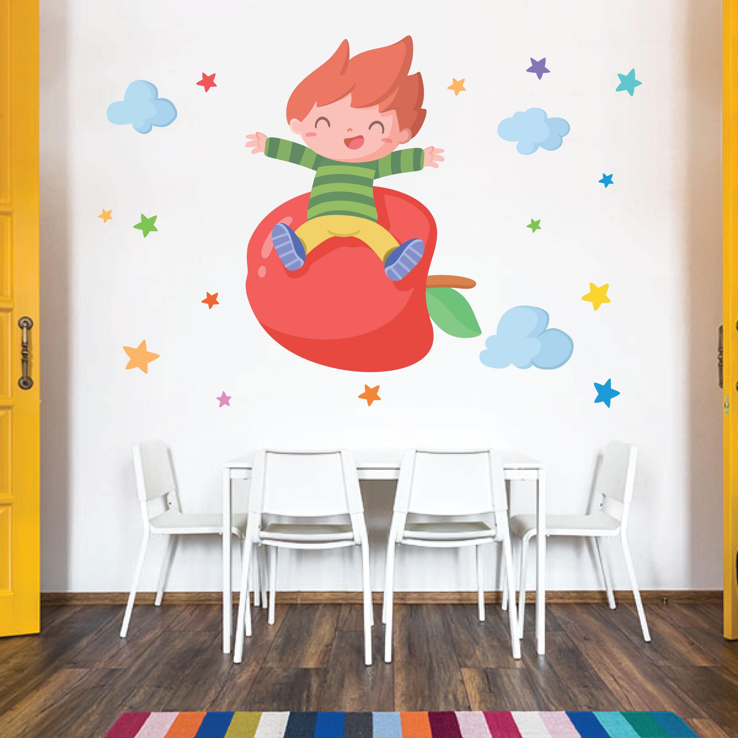 Child With an Apple Wall Decals for Schools, Classrooms and Cafeterias ...