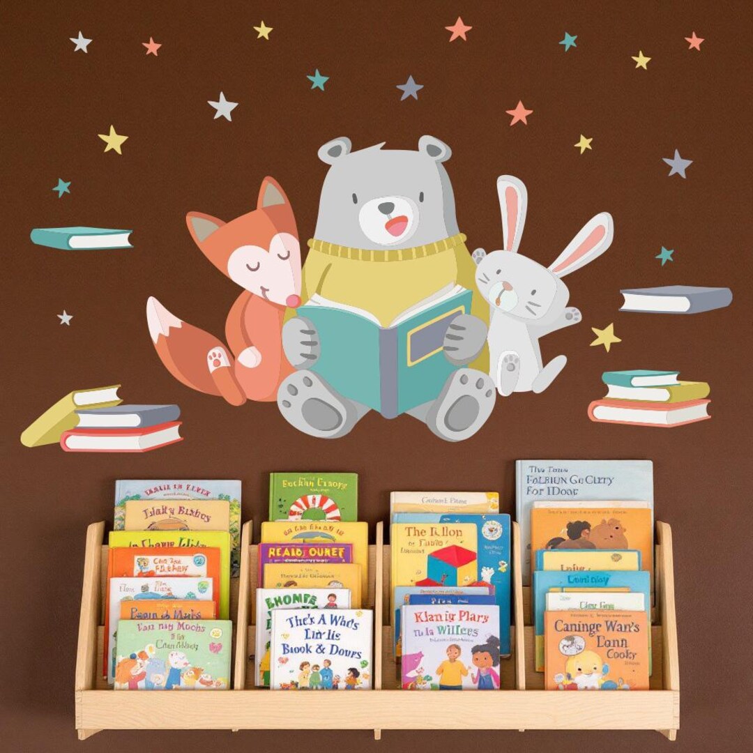 School Wall Decals - Reading Animals | Educational Wall Stickers for ...