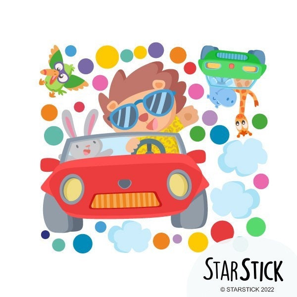 Stickers for Children Car With Animals Wall Decals for Children - Etsy