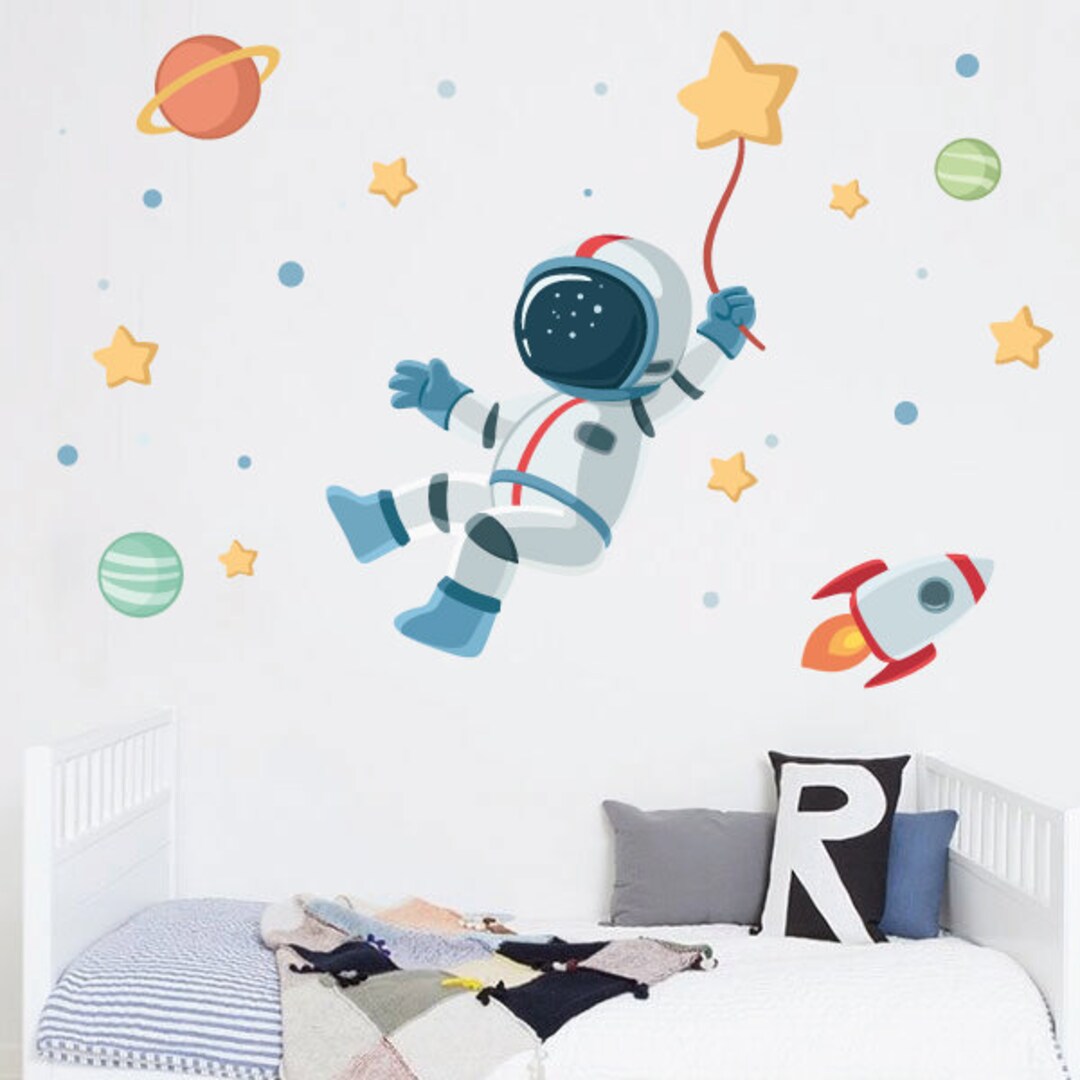 Astronaut Wall Decal Space Mission Toddler Wall Decal Wall Sticker Murals Baby Nursery Decals ...