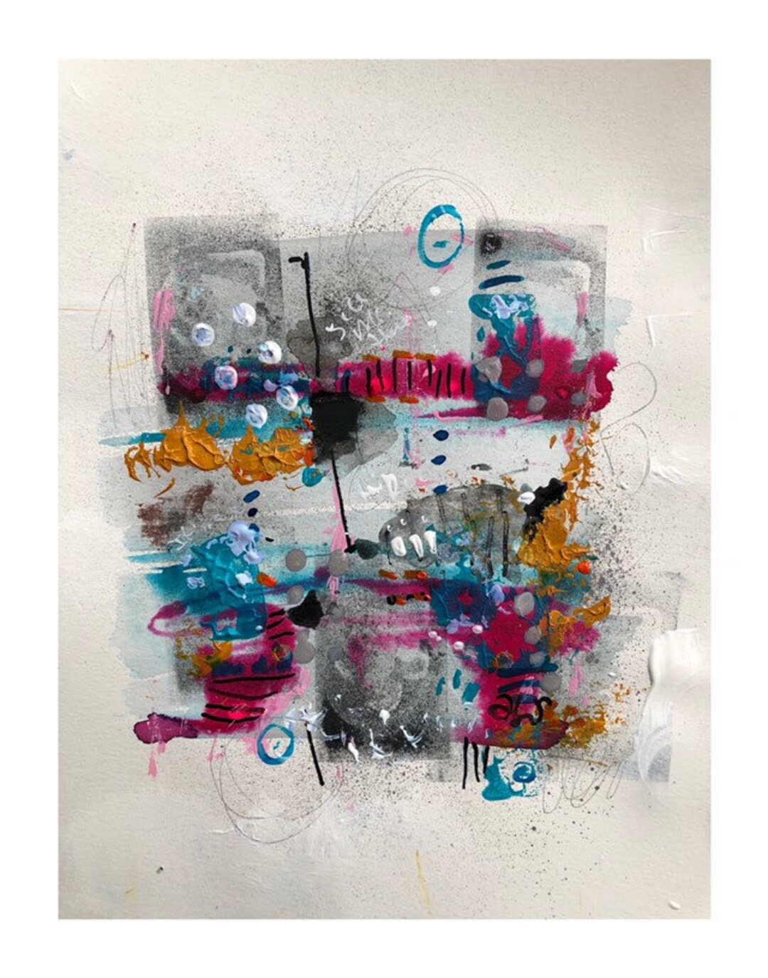 Original Wall Art, Abstract Painting on Paper 11x15 Inches . Art on ...
