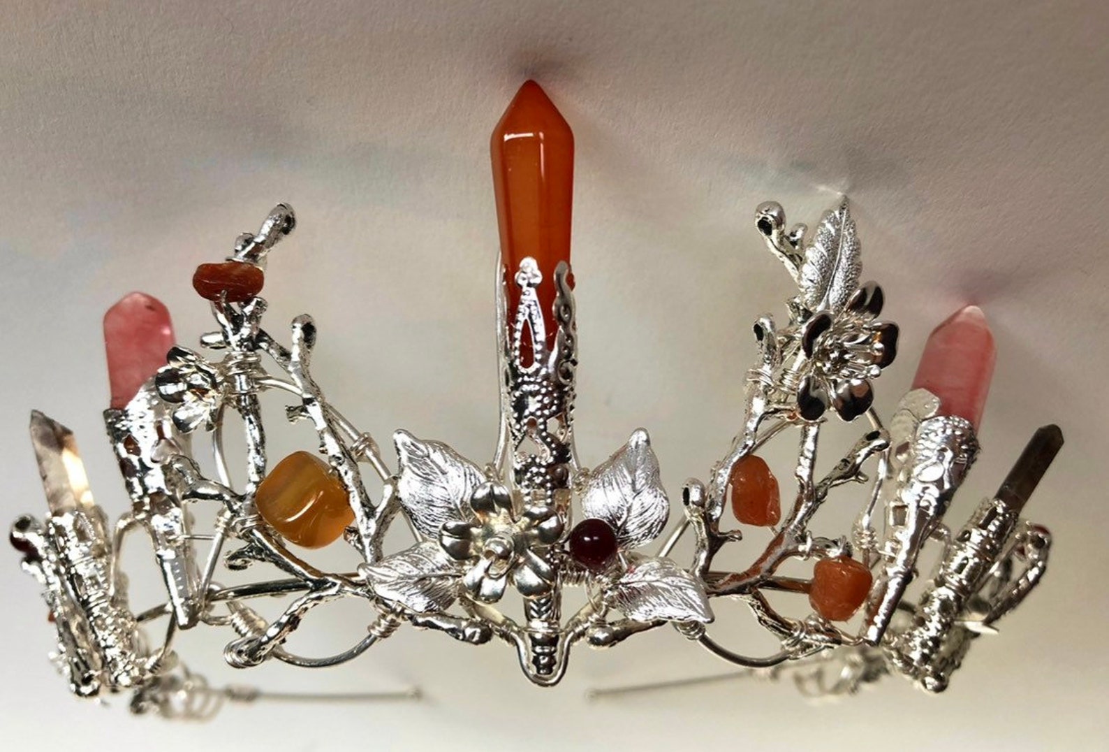 The AUBREY Fire Stone and Flowers Crystal Crown Tiara. Blood - Etsy