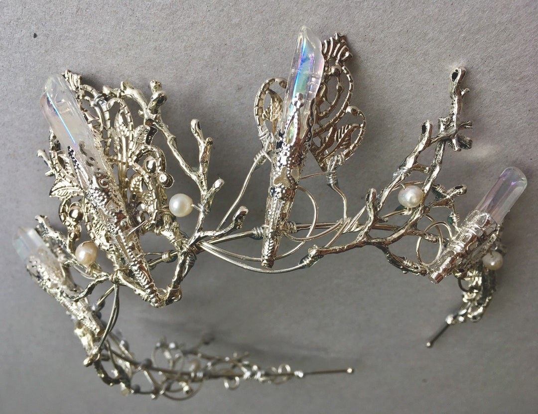 The EVANGELINE Handmade Angel Aura Quartz Crystal Crown: Filigree ...