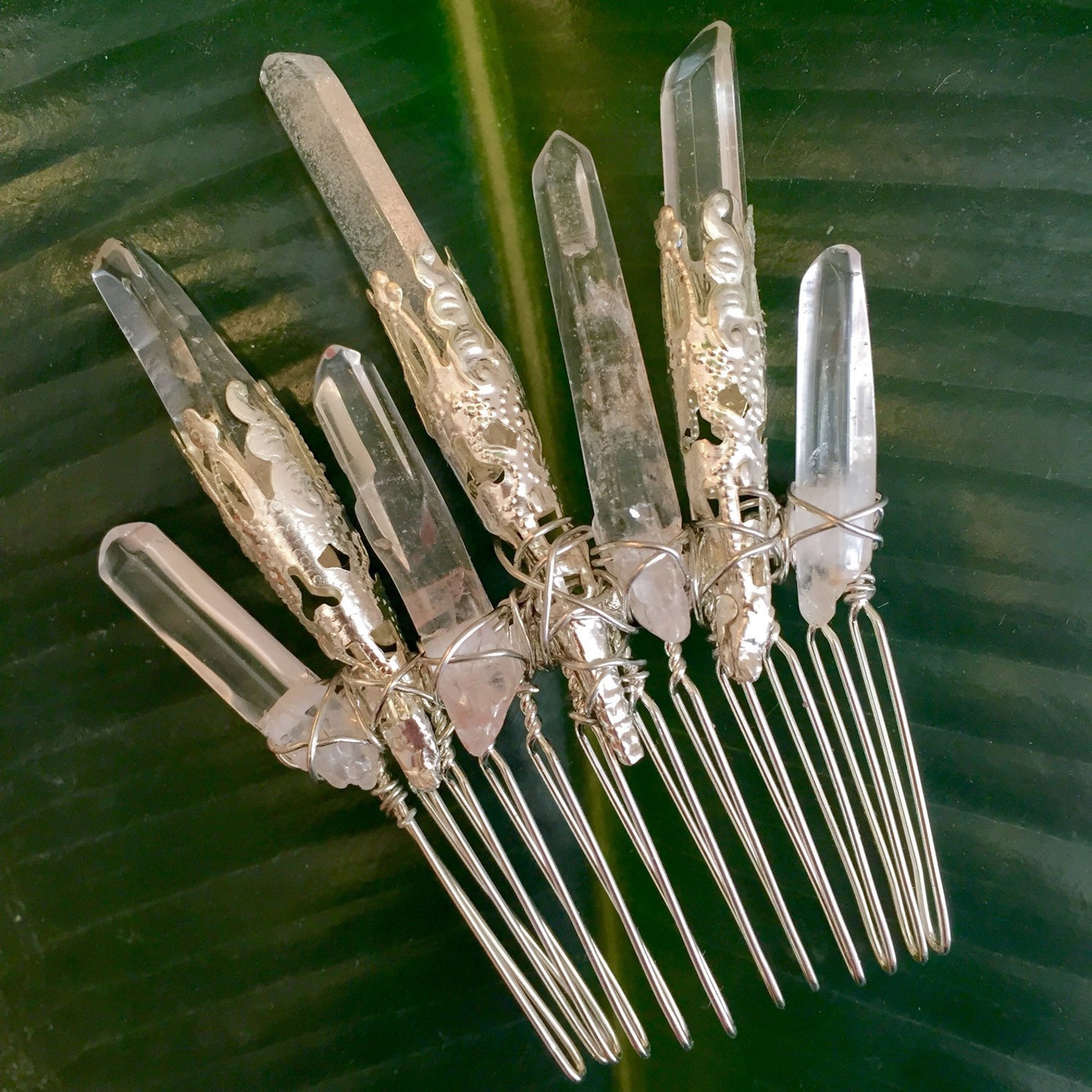 Raw Crystal Magic Quartz Comb Natural Rock Crystal Shards on - Etsy