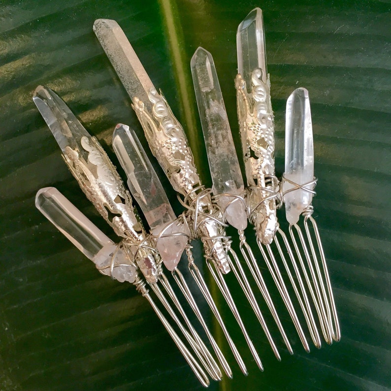 Raw Crystal Magic Quartz Comb Natural Rock Crystal Shards on - Etsy