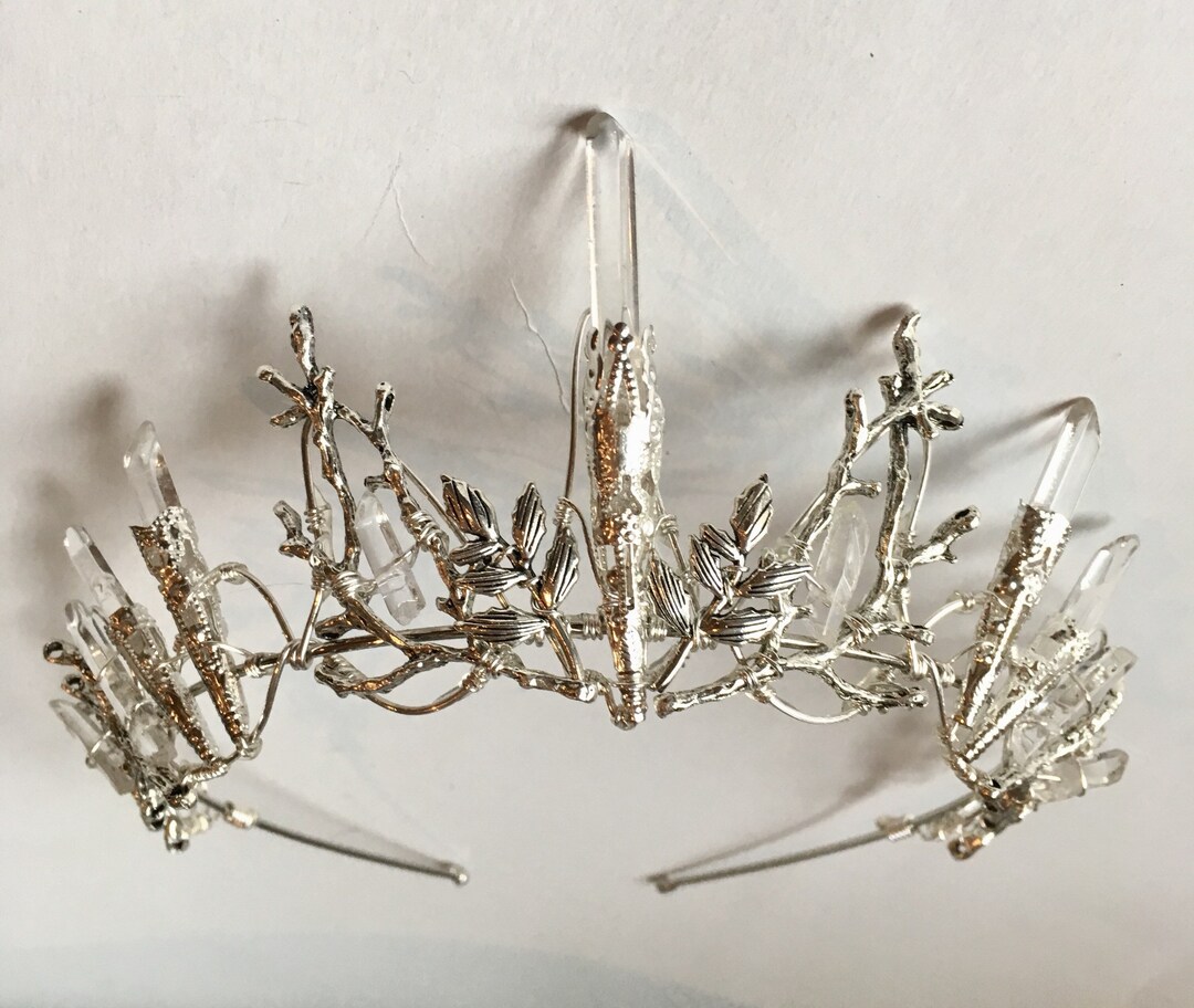 The INDIE PURE Crown - Crystal Rock Quartz and Leaf Crystal Crown Tiara ...