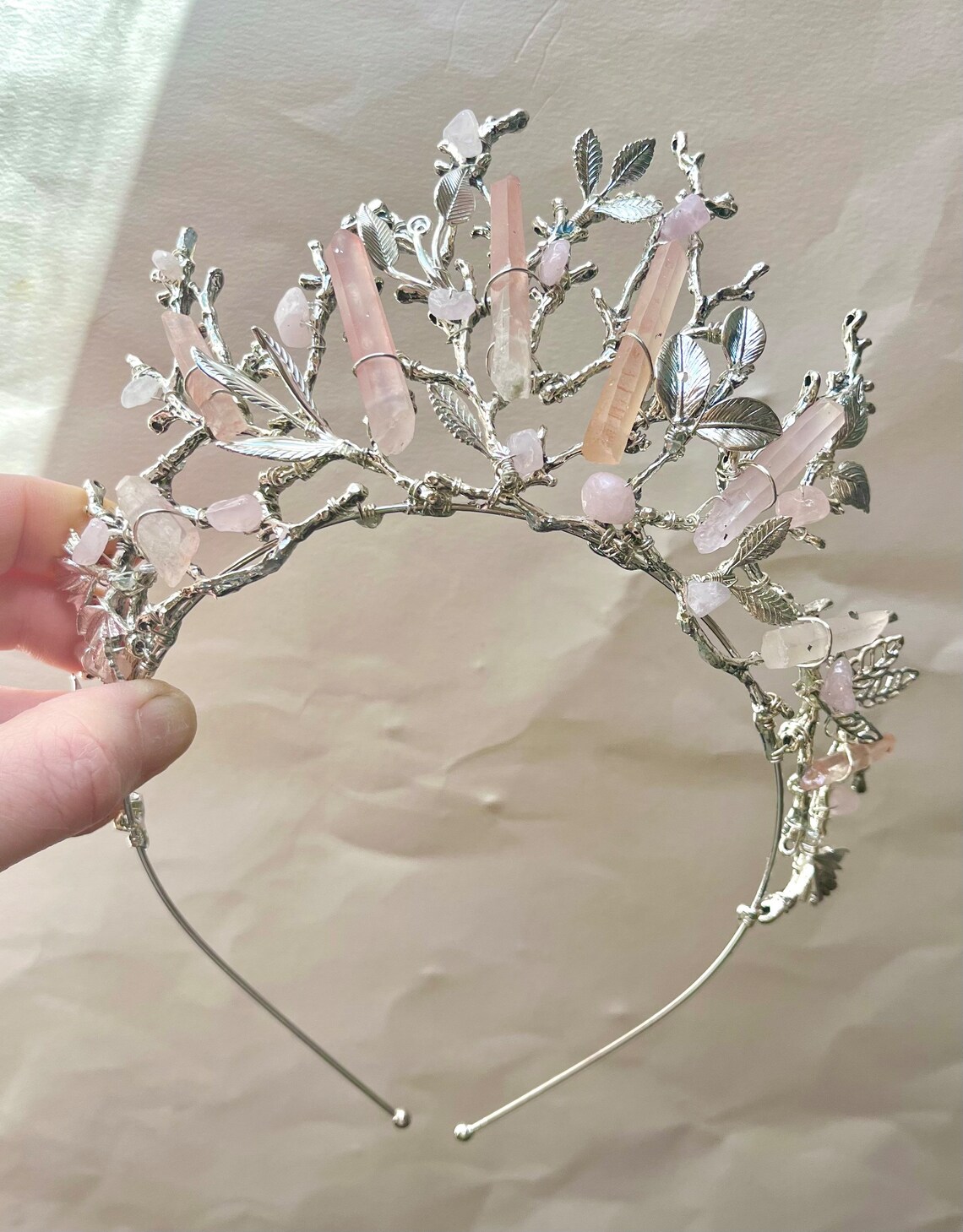 The BLOSSOMING ADA Rose Gold Quartz Crown Branch & Leaf Tiara - Etsy