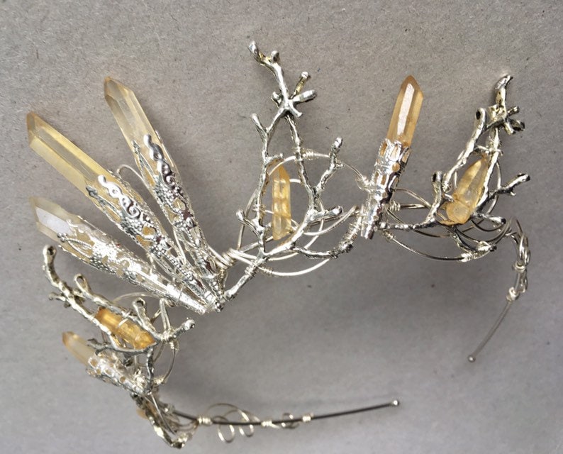 The CECILY Lemon Quartz Tiara Crown: Branch and Crystal Wedding ...