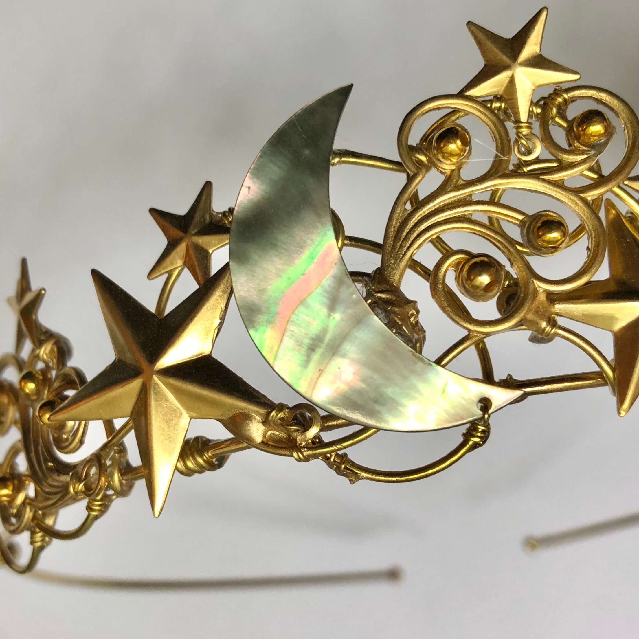 The HINA Celestial Moon Star Crown Tiara Shell Starry Sky - Etsy