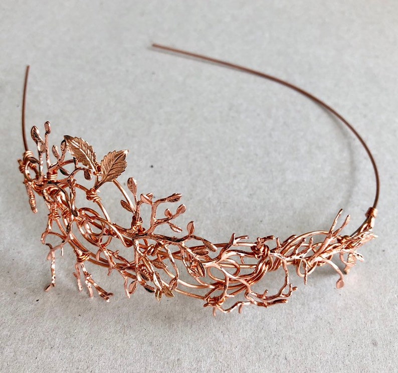 The VELMA Hairpiece Rose Gold Organic Flower Leaf Headband - Etsy