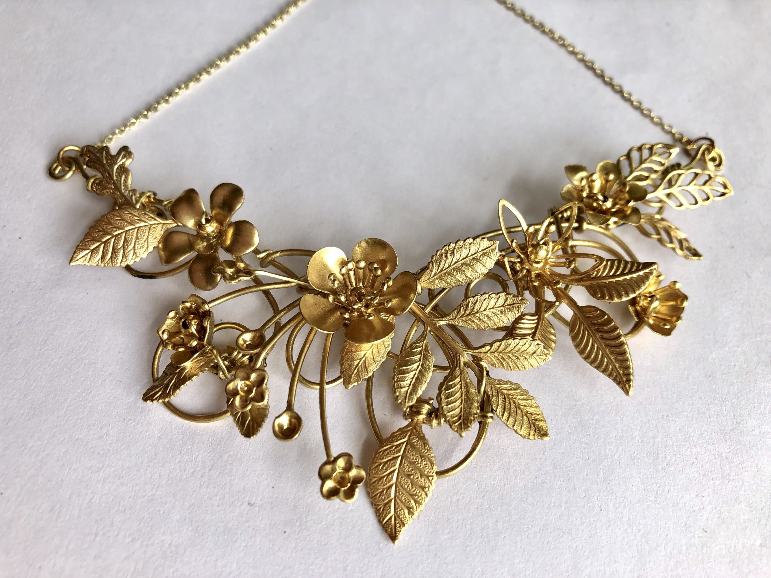 The FLORA Necklace Floral Organic Leaf Flower Vintage - Etsy