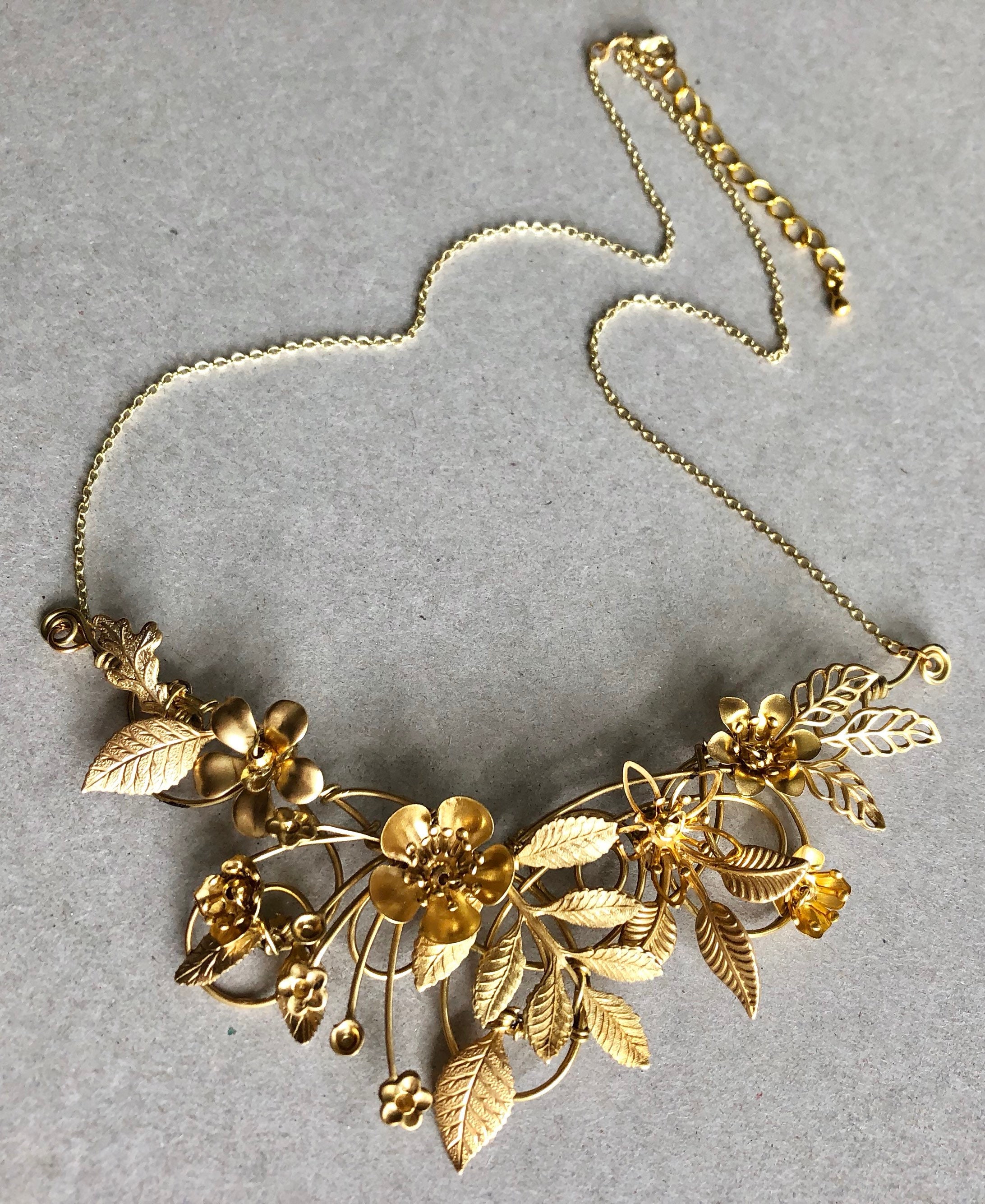 The FLORA Necklace Floral Organic Leaf Flower Vintage - Etsy