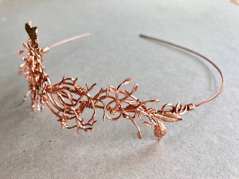 The VELMA Hairpiece Rose Gold Organic Flower Leaf Headband - Etsy