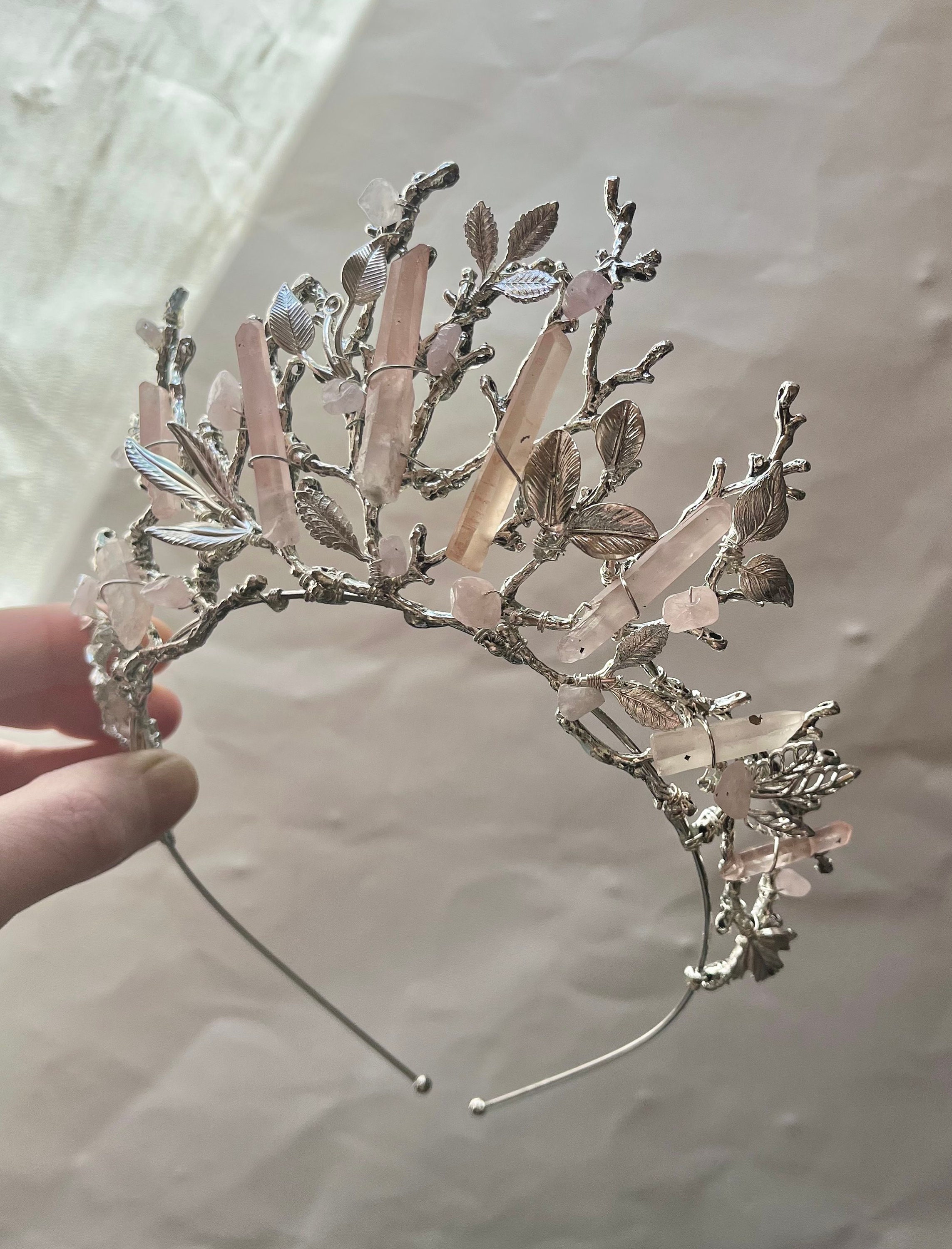The BLOSSOMING ADA Rose Gold Quartz Crown Branch & Leaf Tiara - Etsy
