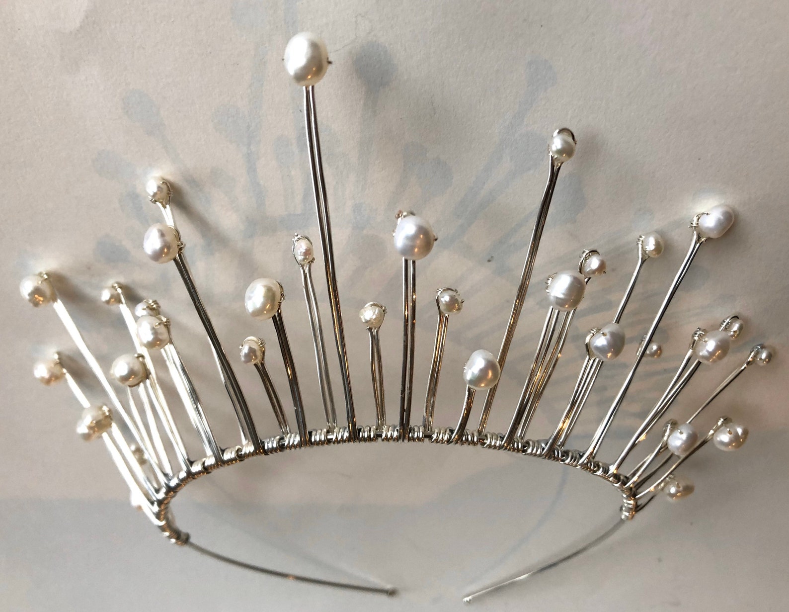 The GRETA Pearl Point Crown - Prom Bridal Bridesmaid Festival Tiara ...