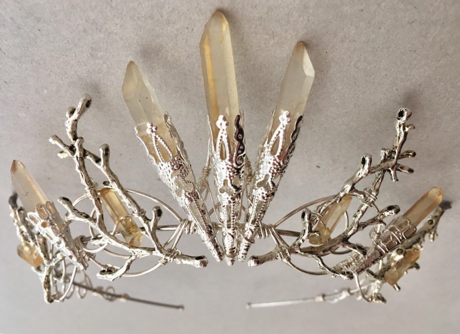 The CECILY Lemon Quartz Tiara Crown: Branch and Crystal Wedding ...