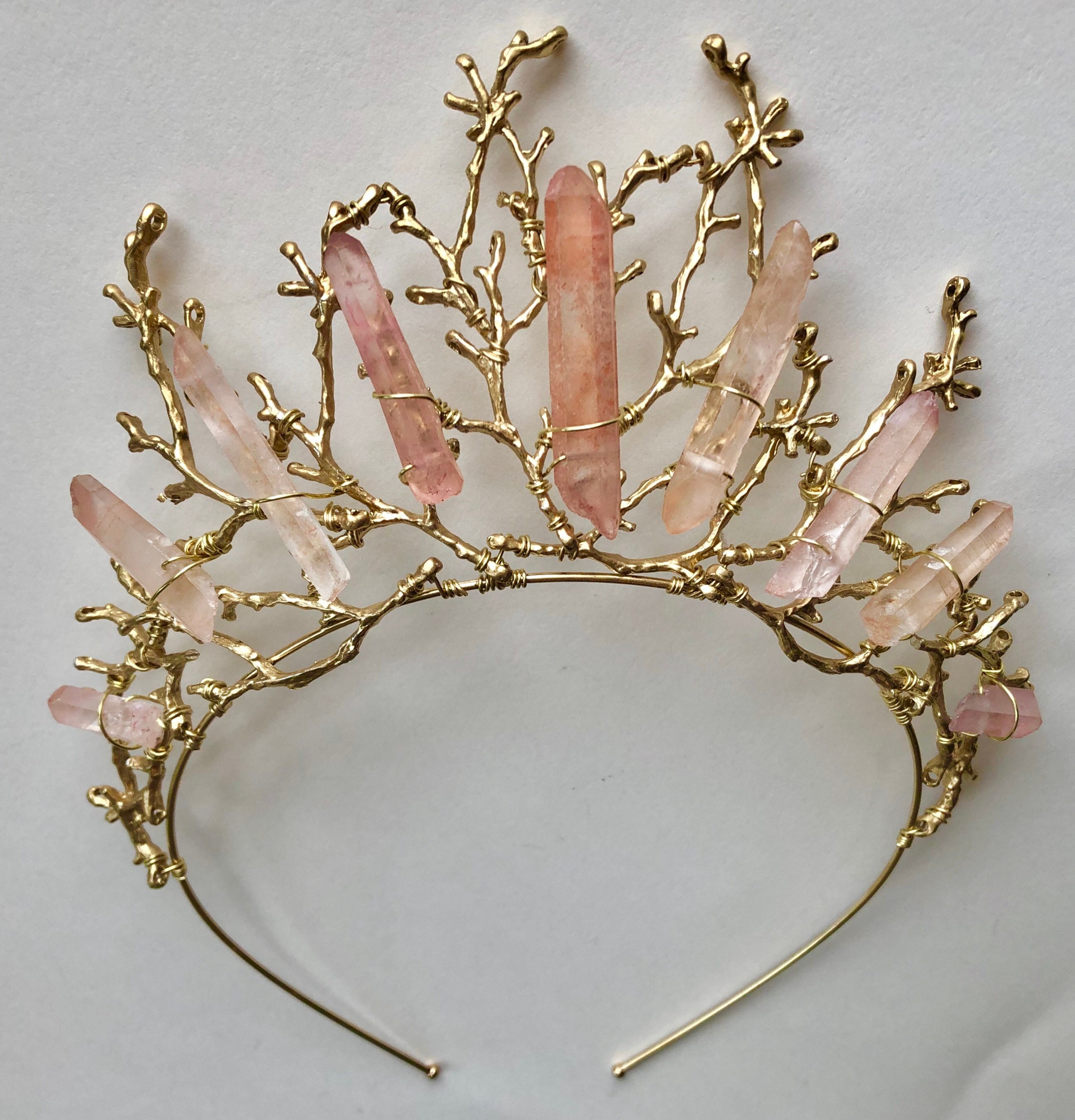 The ADA Crown Tiara Branch Twig Coral Diadem Pink Rose Gold - Etsy UK