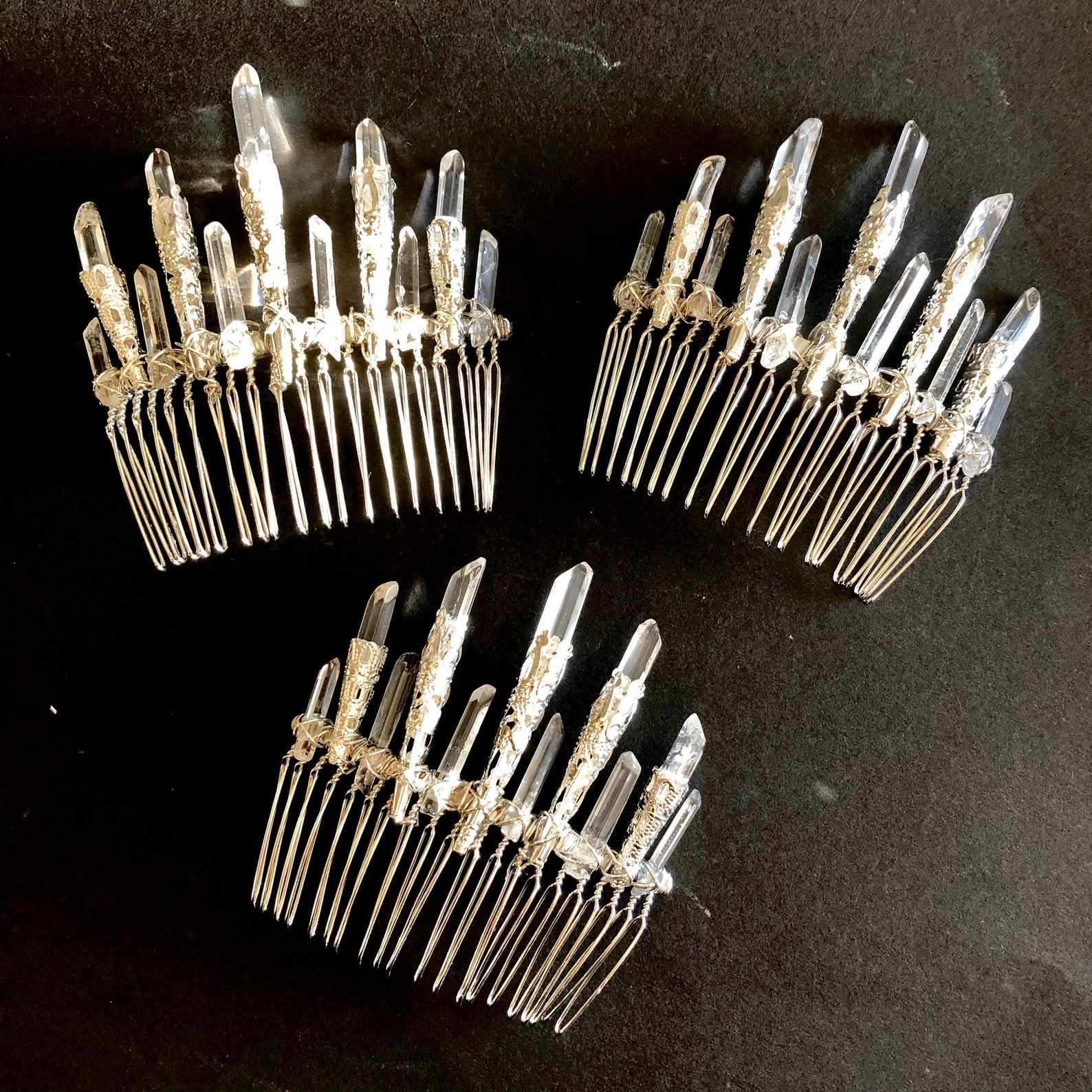 Raw Crystal Magic Quartz Comb Natural Rock Crystal Shards on - Etsy