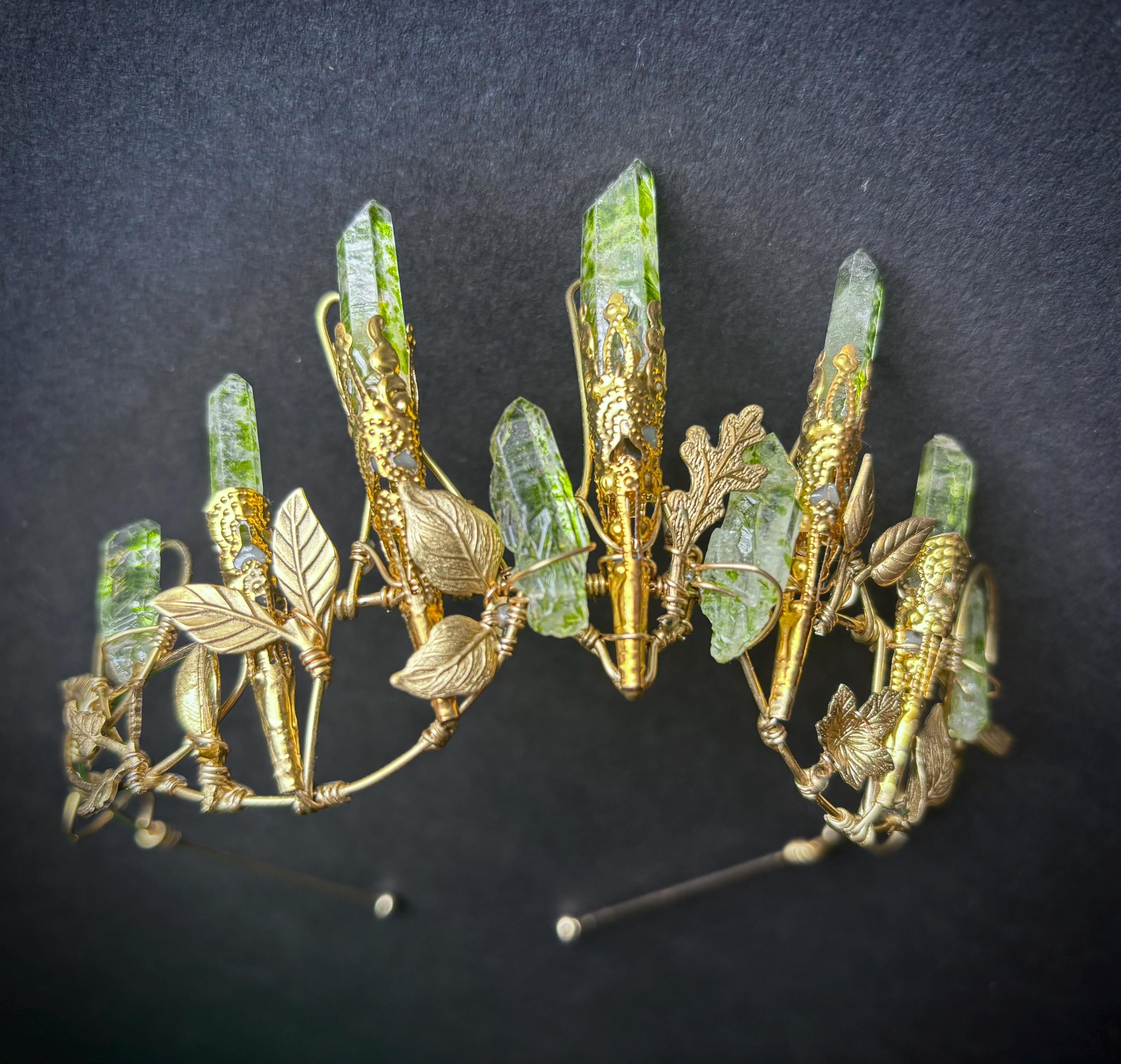 The SPRING IVY Crown - Magical GREEN Quartz Crown Tiara - Ethereal ...