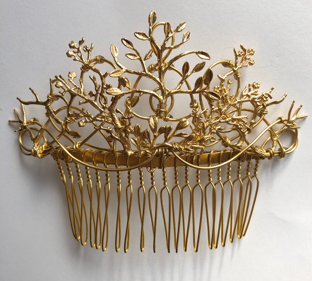 The VEDA COMB - Organic Floral Leaf Comb Bridesmaid Bridal Vintage Prom ...