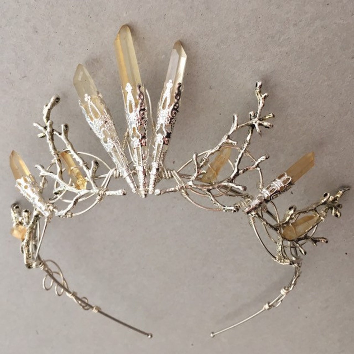 The CECILY Lemon Quartz Tiara Crown: Branch and Crystal Wedding ...