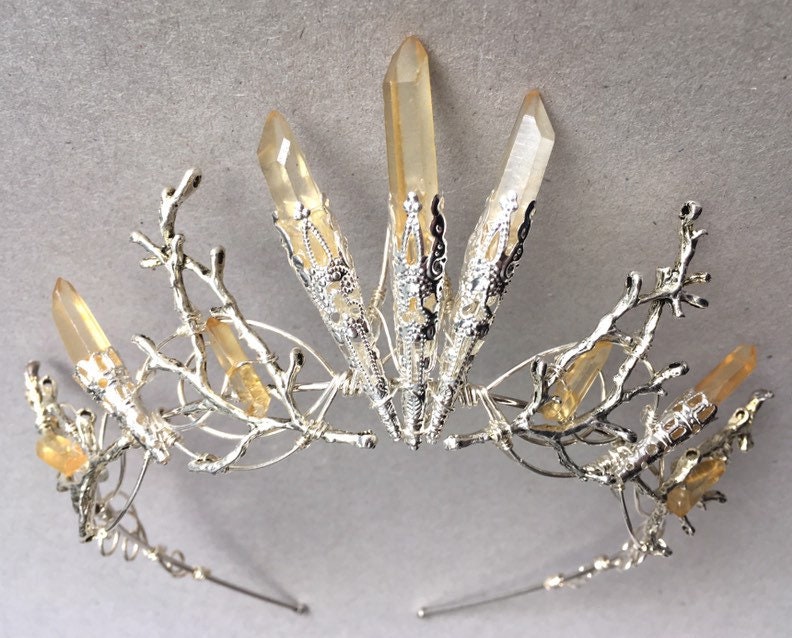 The CECILY Lemon Quartz Tiara Crown: Branch and Crystal Wedding ...