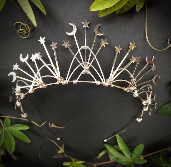 The BARBARELLA a Retro Star and Moon Crown Headdress Tiara - Etsy