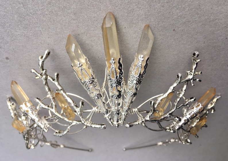 The CECILY Lemon Quartz Tiara Crown: Branch and Crystal Wedding ...