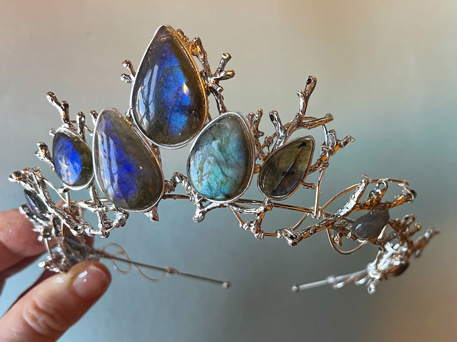 The FREYJA Labradorite Branch Twig Leaf Crown Crystal Quartz Diadem ...